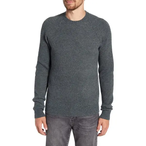 SCHOTT Ribbed Wool Blend Sweater - Sage