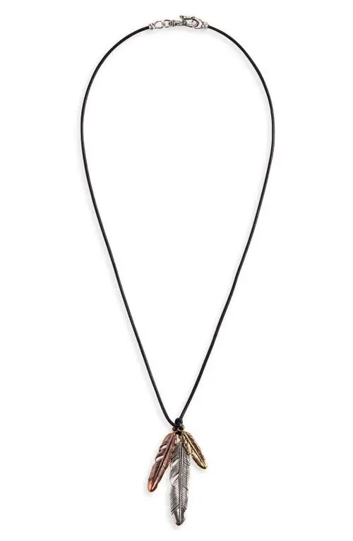 John Varvatos Mixed Feather Pendant Necklace - Metallic Gold