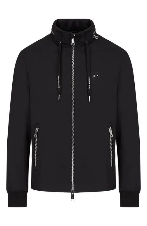 Armani Exchange Classic Fit Jacket With Stowaway Hood - Black