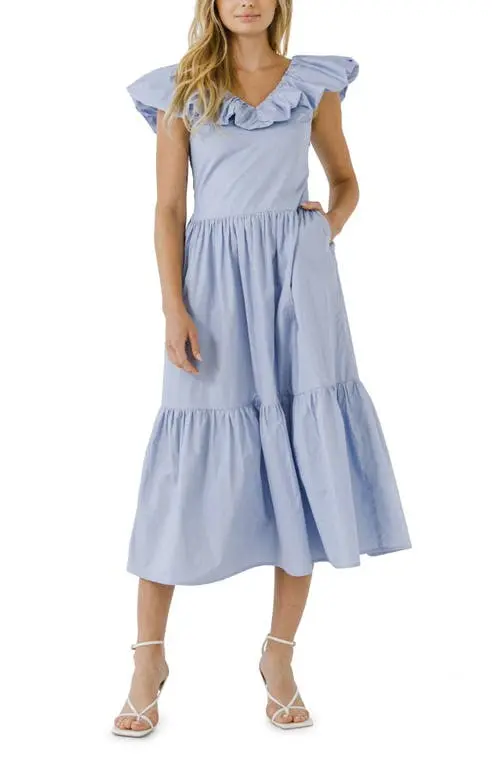 English Factory Ruffle Tiered Midi Dress