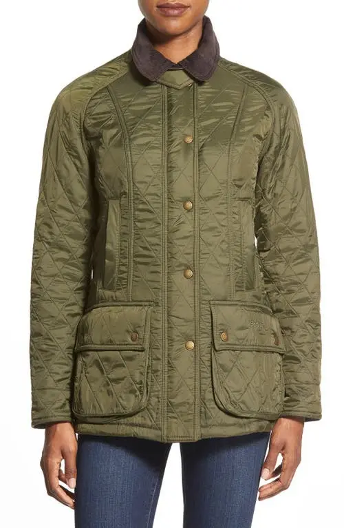 Barbour Beadnell Fleece Lined Quilted Jacket - Olive