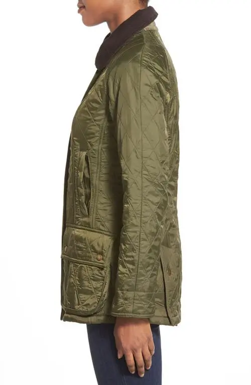 Barbour Beadnell Fleece Lined Quilted Jacket - Olive