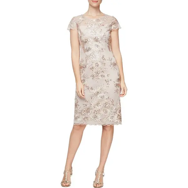 Buy Alex Evenings Embroidered Midi Cocktail And Party Dress - Champagne At  75% Off | Editorialist
