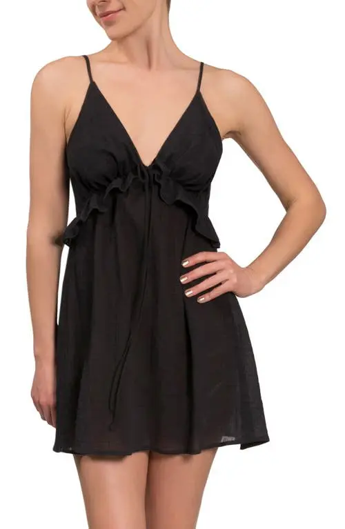 EVERYDAY RITUAL Isabelle Tie-front Cotton Chemise - Black