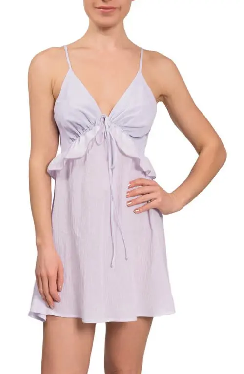 EVERYDAY RITUAL Isabelle Tie-front Cotton Chemise - Lavender