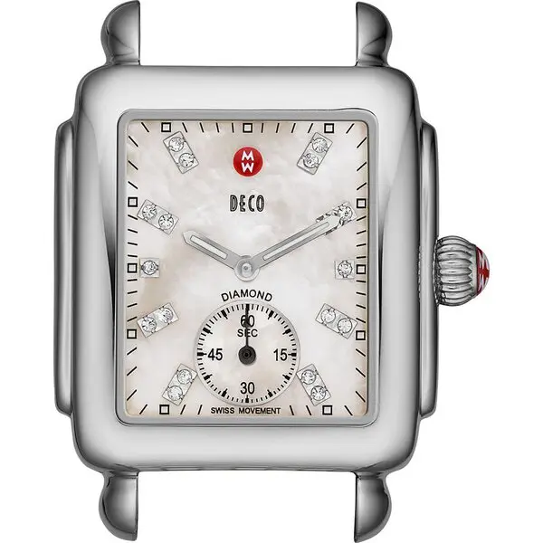 Michele Deco 16 Diamond Dial Watch Head - Silver