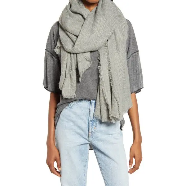 Treasure & Bond Herringbone Burlap Scarf - Grey Light Heather