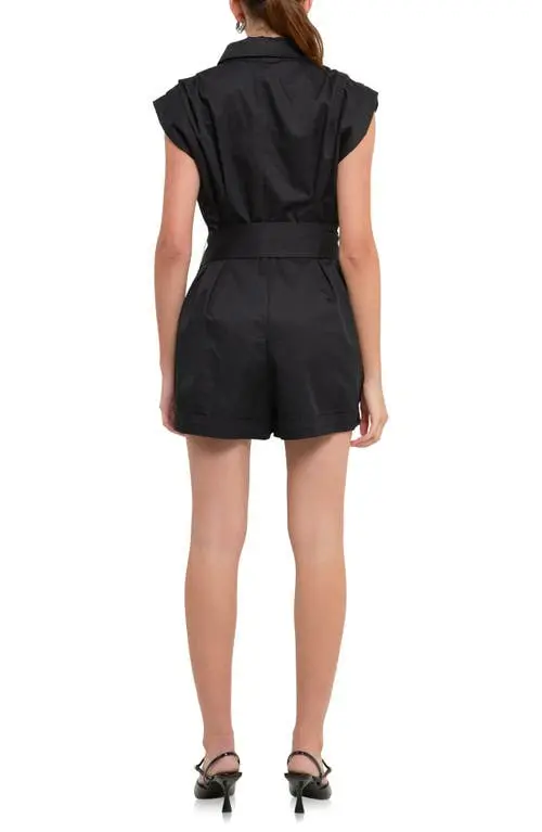 GREY LAB Ruched Collar Cotton Romper