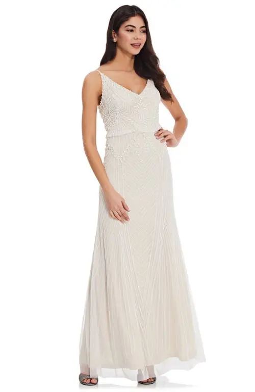Adrianna Papell Beaded Blouson Gown
