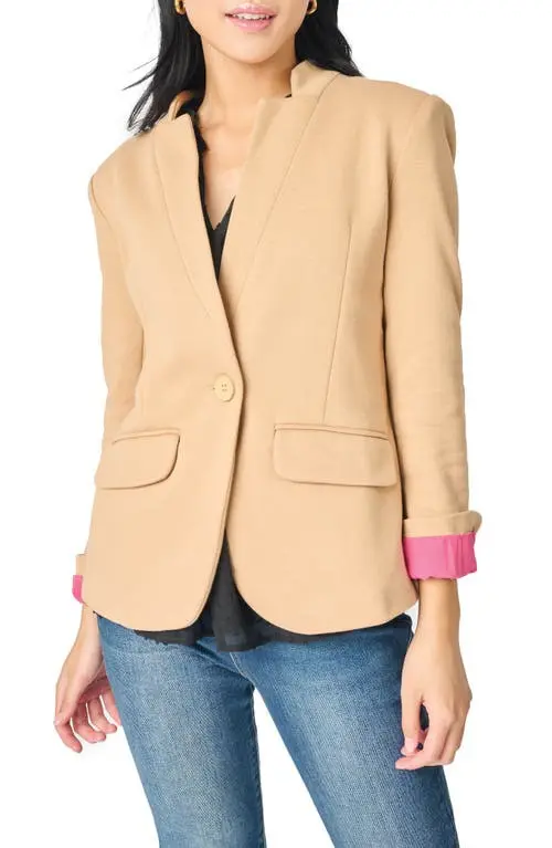 GIBSONLOOK Inverted Notch Collar Knit Blazer - Cappuccino