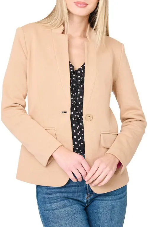 GIBSONLOOK Inverted Notch Collar Knit Blazer - Cappuccino