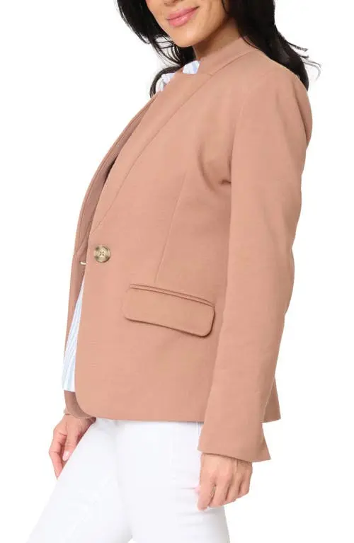 GIBSONLOOK Inverted Notch Collar Knit Blazer - Cork