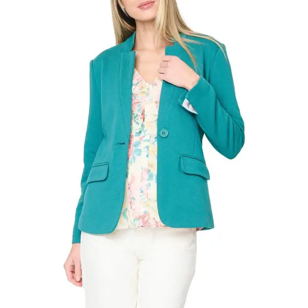 GIBSONLOOK Inverted Notch Collar Knit Blazer - North Sea Green
