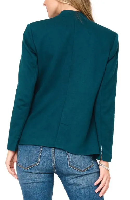GIBSONLOOK Inverted Notch Collar Knit Blazer - Reflecting Pond