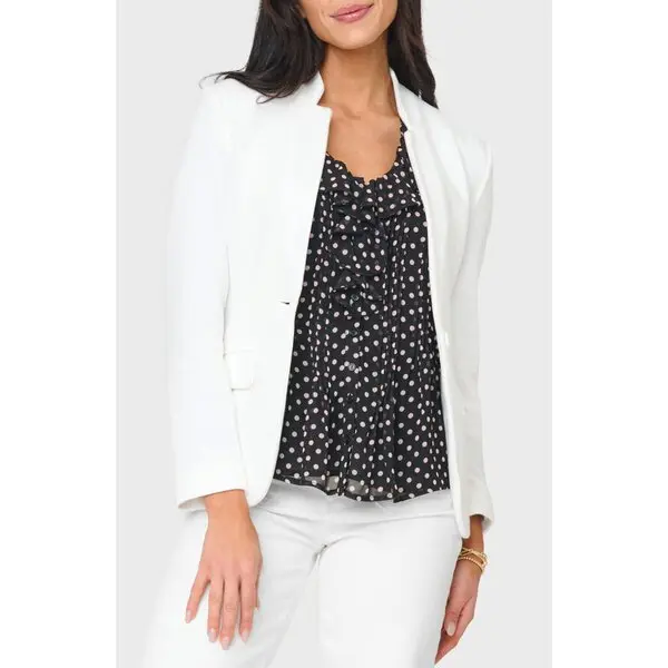 GIBSONLOOK Inverted Notch Collar Knit Blazer - White