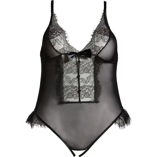 COQUETTE Lace & Mesh Open Gusset Teddy