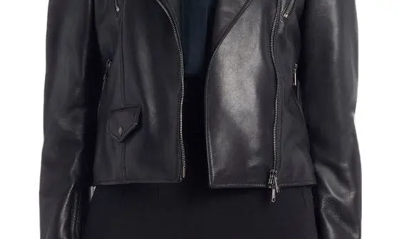 Dolce & Gabbana Crystal Logo Leather Biker Jacket