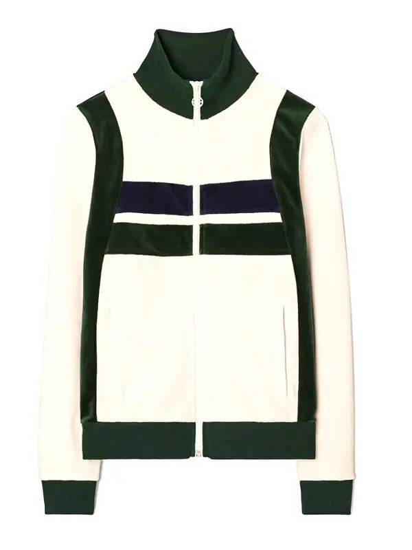 Tory Burch Velour Colorblock Track Jacket