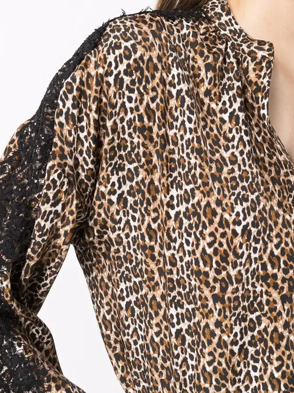 Gold Hawk Silk Leopard Print Blouse