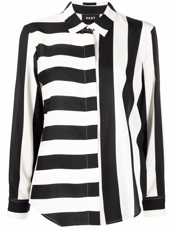 Dkny Striped Print Shirt - Black