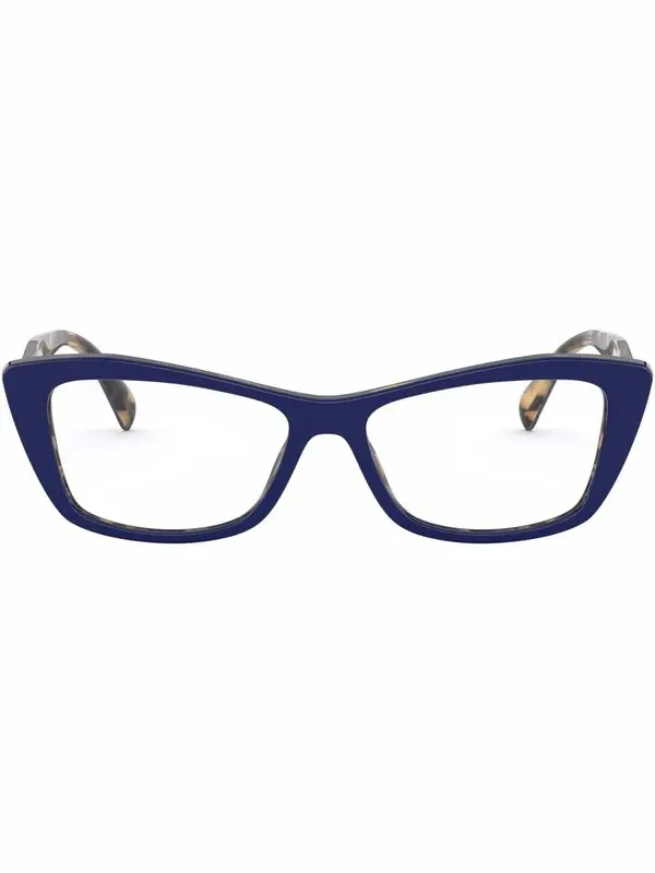 Prada Geometric Frame Eyeglasses - Blue