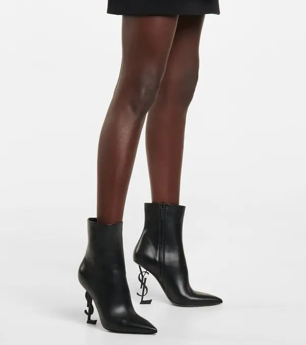 Saint Laurent Opyum 110 Leather Ankle Boots