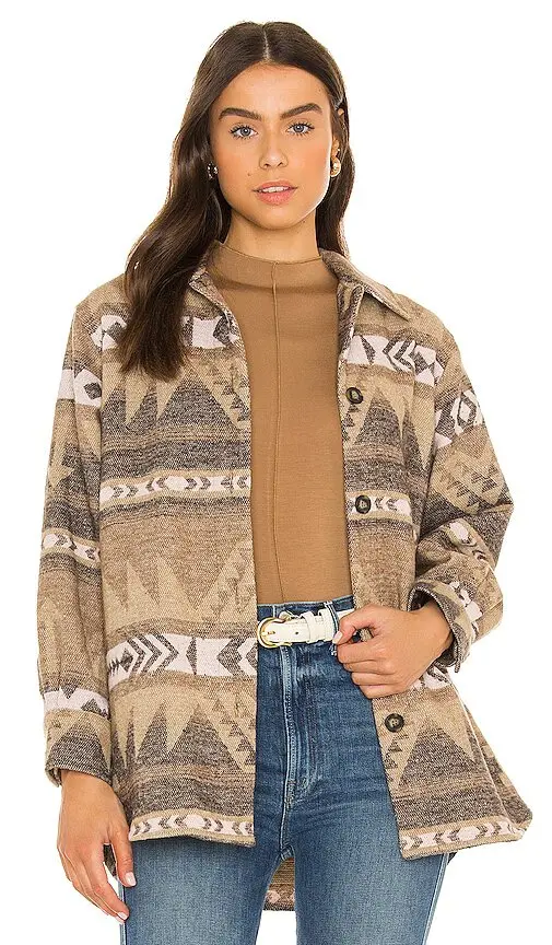Steve Madden Big Sky Shacket In Nude