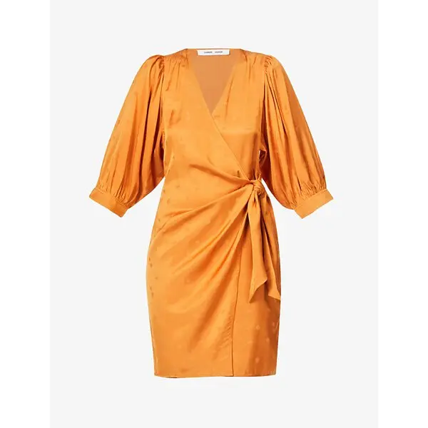 slim fit dress slacks Bronze Metallic Celestina Draped Maxi Dress
