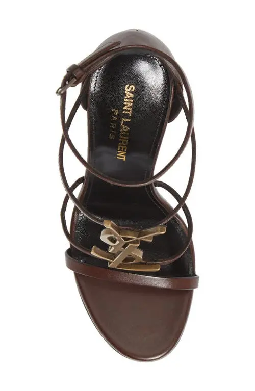 Saint Laurent Cassandra Strappy Sandal - Brown