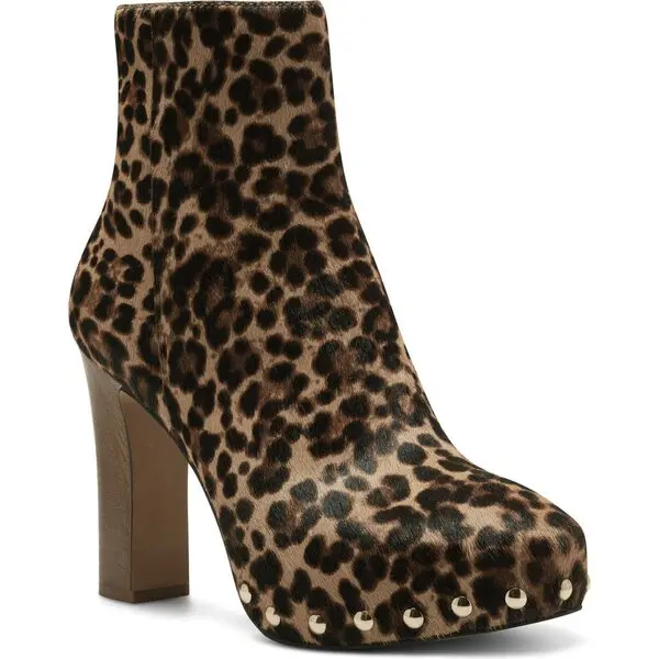 Vince Camuto Nevvina Leopard Print Genuine Calf Hair Bootie