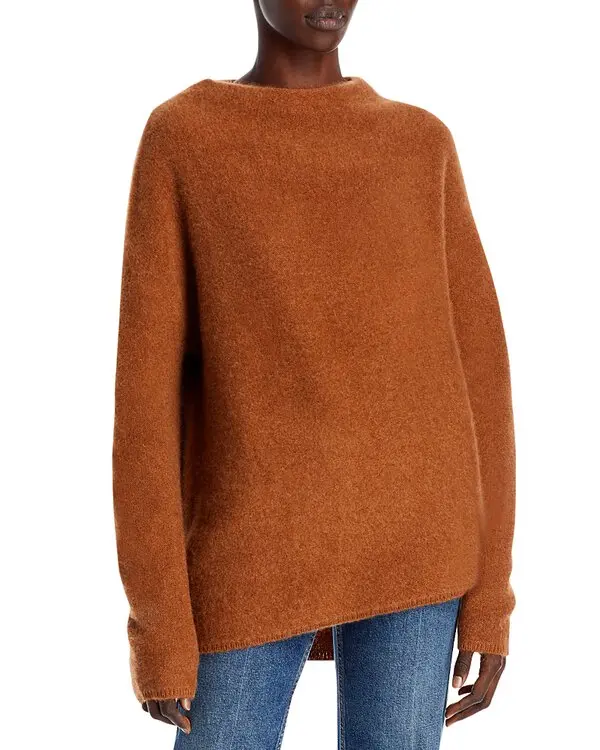 Bloomingdale'S C Mock Neck Brushed Cashmere Sweater - Nutmeg