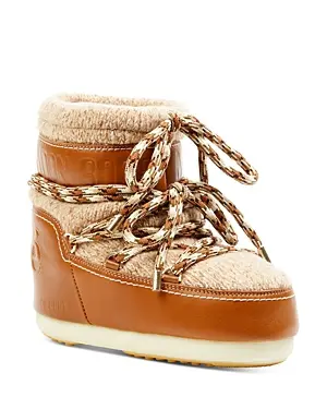 Chloé Moon Boot X Knit & Leather Snow Boots