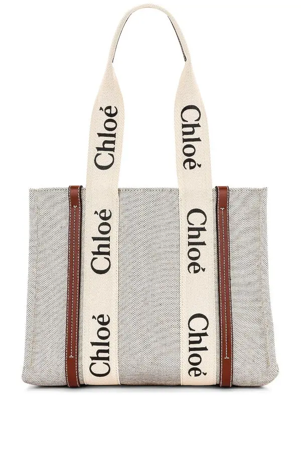 Chloé Woody Tote Bag - White & Brown