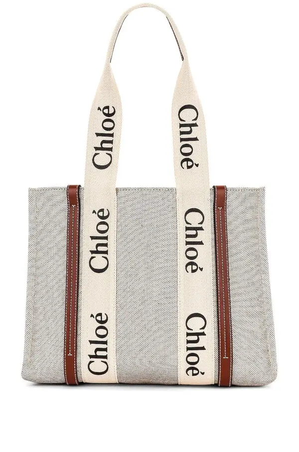 Chloé Woody Tote Bag - White & Brown
