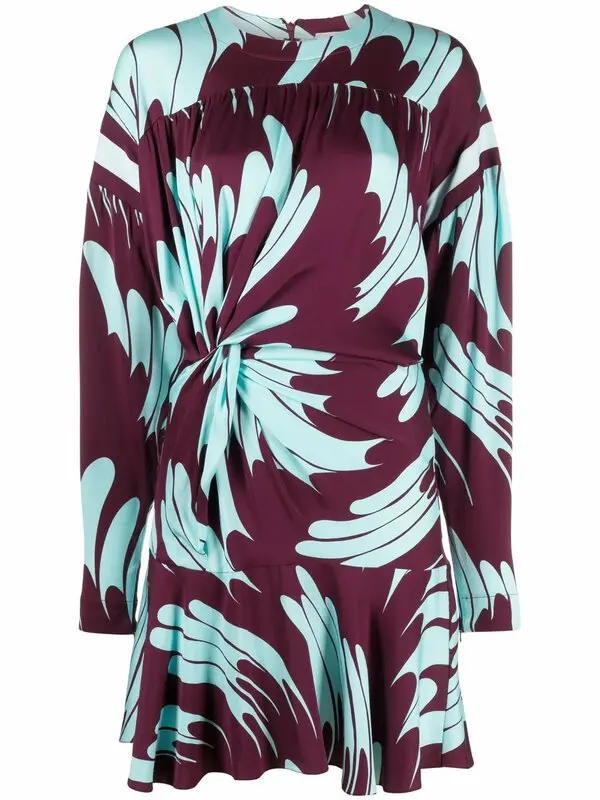 Stella McCartney Abstract Print Gathered Dress - Purple