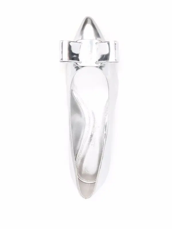 FERRAGAMO Viva Bow Ballerina Shoes - Silver
