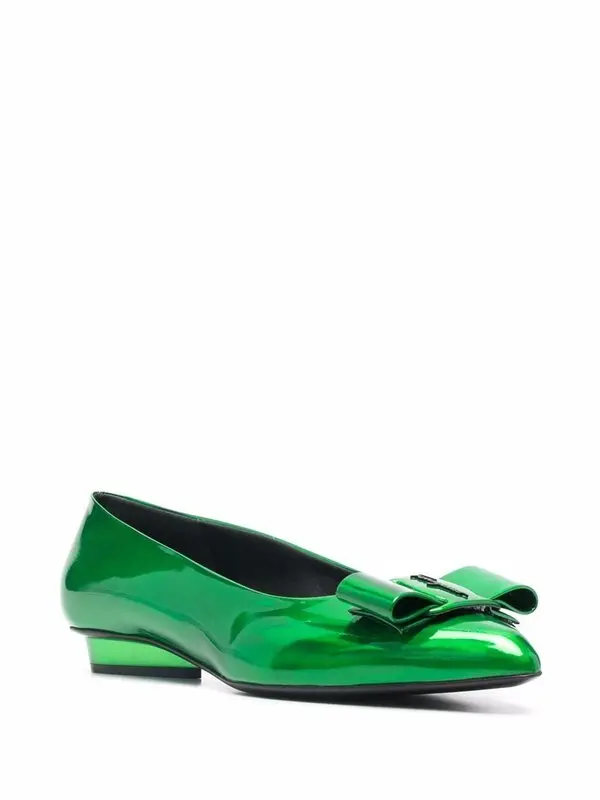 FERRAGAMO Viva Bow Ballerina Shoes - Green