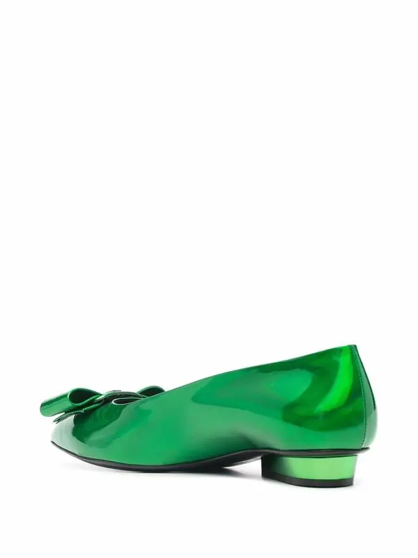 FERRAGAMO Viva Bow Ballerina Shoes - Green