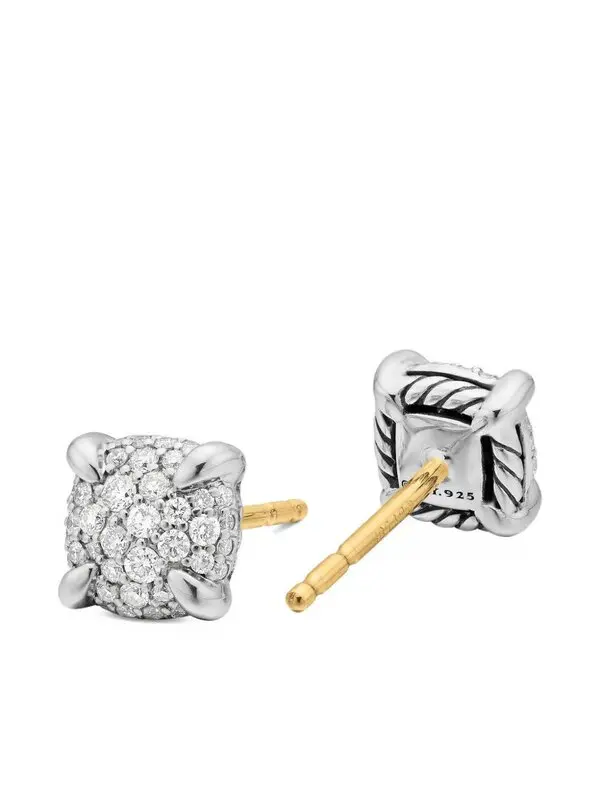 David Yurman Petite Chatelaine Diamond Stud Earrings - Silver