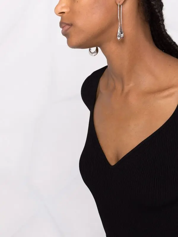 Alexander McQueen V-neck Ribbed Knit Long Sleeve Top