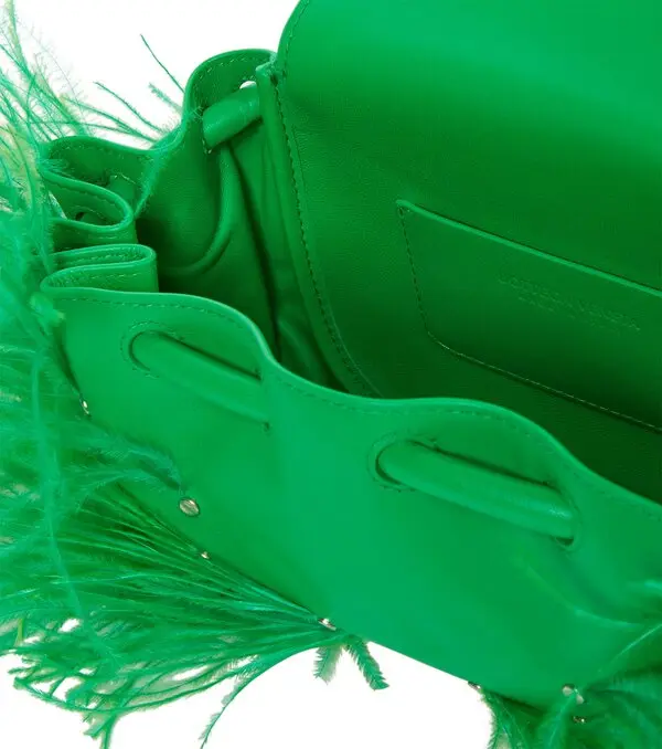 バッグ BOTTEGA VENETA feather BEAK Bottega Veneta Beak Feather-Trimmed Leather Crossbody Bag - Green