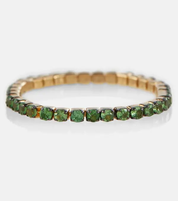 Shay Jewelry Thread 18kt Gold Ring With Garnets - Green