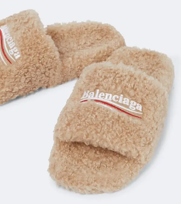Balenciaga White/red Fabric Slides - Beige