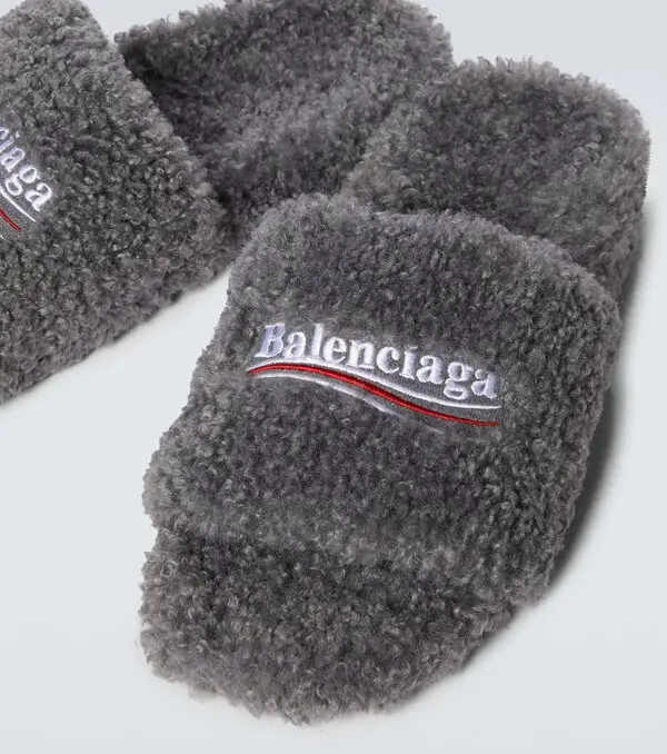 Balenciaga White/red Fabric Slides - Grey