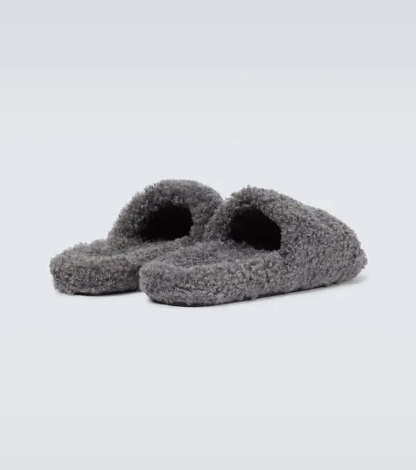 Balenciaga White/red Fabric Slides - Grey