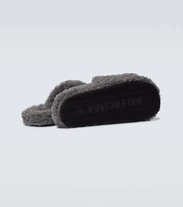 Balenciaga White/red Fabric Slides - Grey