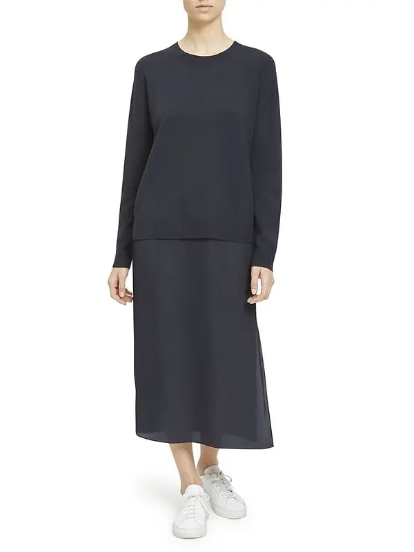 knee length dresses for ladies Theory NWT Delissa C Sweater Dress, Navy Womens Size S
