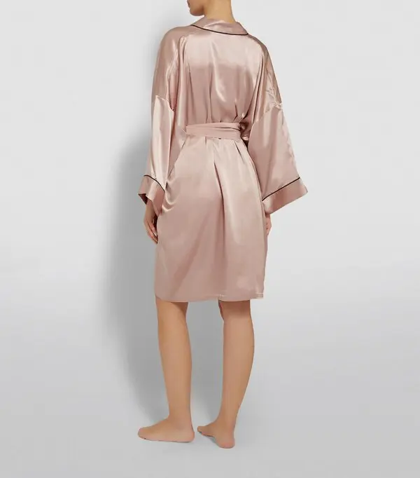Olivia Von Halle Mimi Silk Robe - Pink