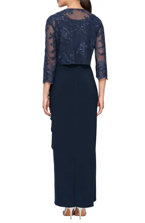 Alex Evenings Embroidered Empire Gown With Jacket