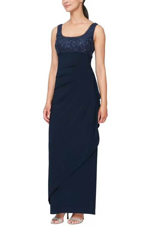 Alex Evenings Embroidered Empire Gown With Jacket